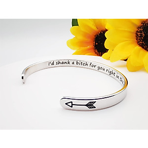 Inspirational Bracelets for Women Personalized Jewelry Gifts Cuff Bracelet with Sayings Motivational Bracelet with Hidden Message Engraved Bangles for Best Friend/Mom/Daughter, M, Stainless Steel,