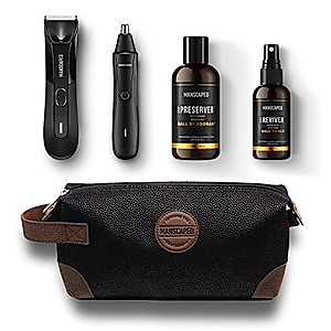 MANSCAPED® Grooming Essentials 4.0 Includes The Lawn Mower™ 4.0 Electric Groin Trimmer, Weed Whacker™ Nose Hair Trimmer, Crop Preserver™ Ball Deodorant, Crop Reviver™ Spray Toner, Shed Toiletry Bag