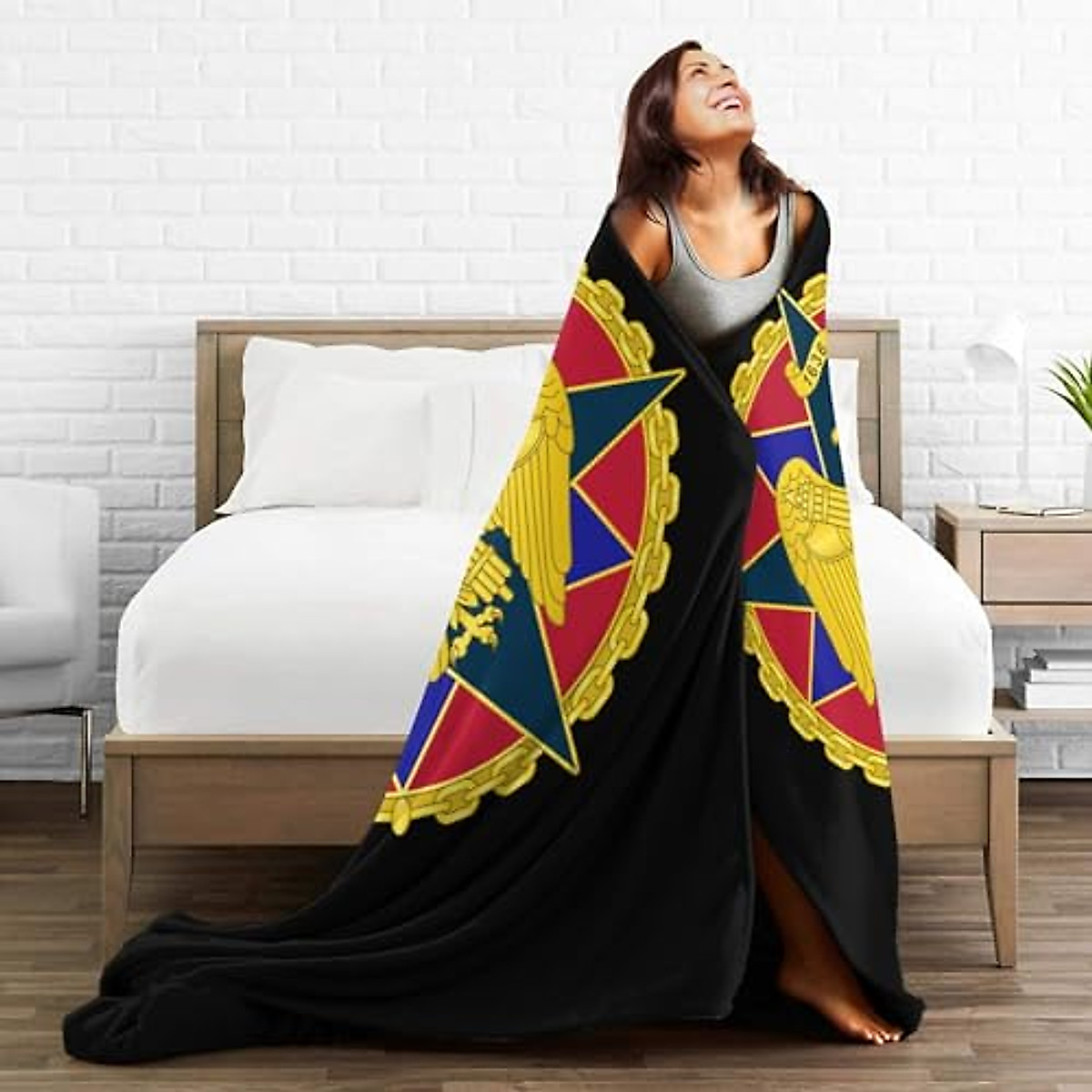 moremohome Anti Pilling National Guard Bureau Organizational Badge Throw Blanket 60"x50" Inches Soft and Comfortable Flannel Throw Blankets