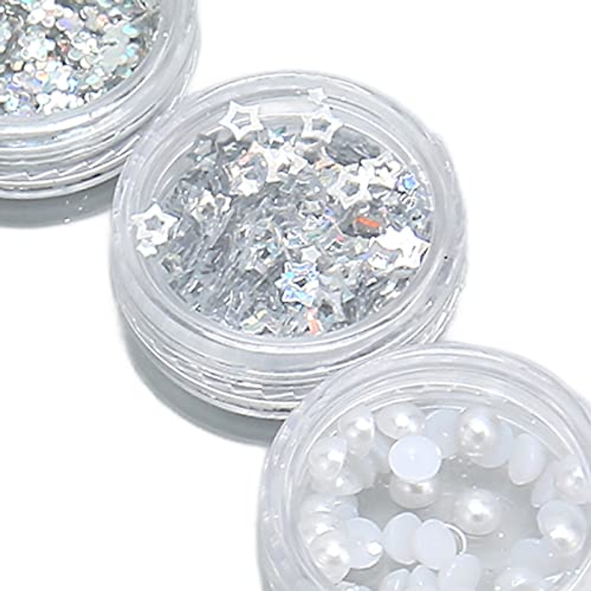 Nail Glitter Sequins, Decorations Craft Glitter Sequin Multiple Shapes Hand Made DIY 12 Grids for Homemade Cards(Silver)