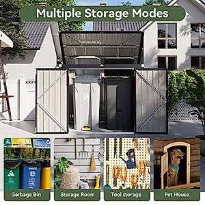 Aoxun 3.3' x 5.6' Metal Storage Shed - Waterproof Outdoor Garbage Can Organizer with Chain Lid, Ideal for Trash Bins, Toys, Garden Tools - Perfect for Garden, Backyard, & Patio Use