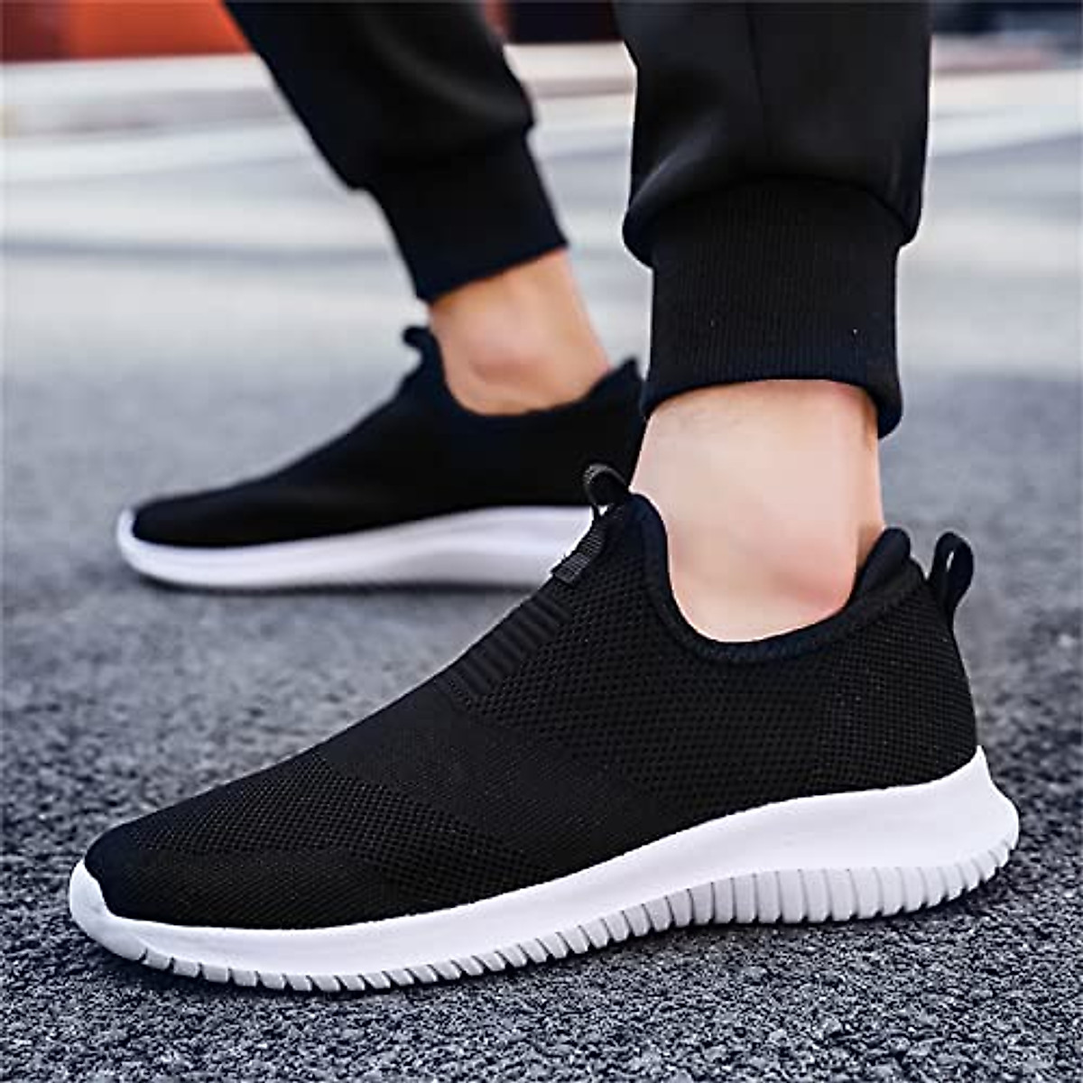 NIYAOSM Men's Casual Outdoor Sports Running Shoes Work Dress Shoes Indoor Women's Shoes Non Slip Durable Couple Shoe Black and White Size 6
