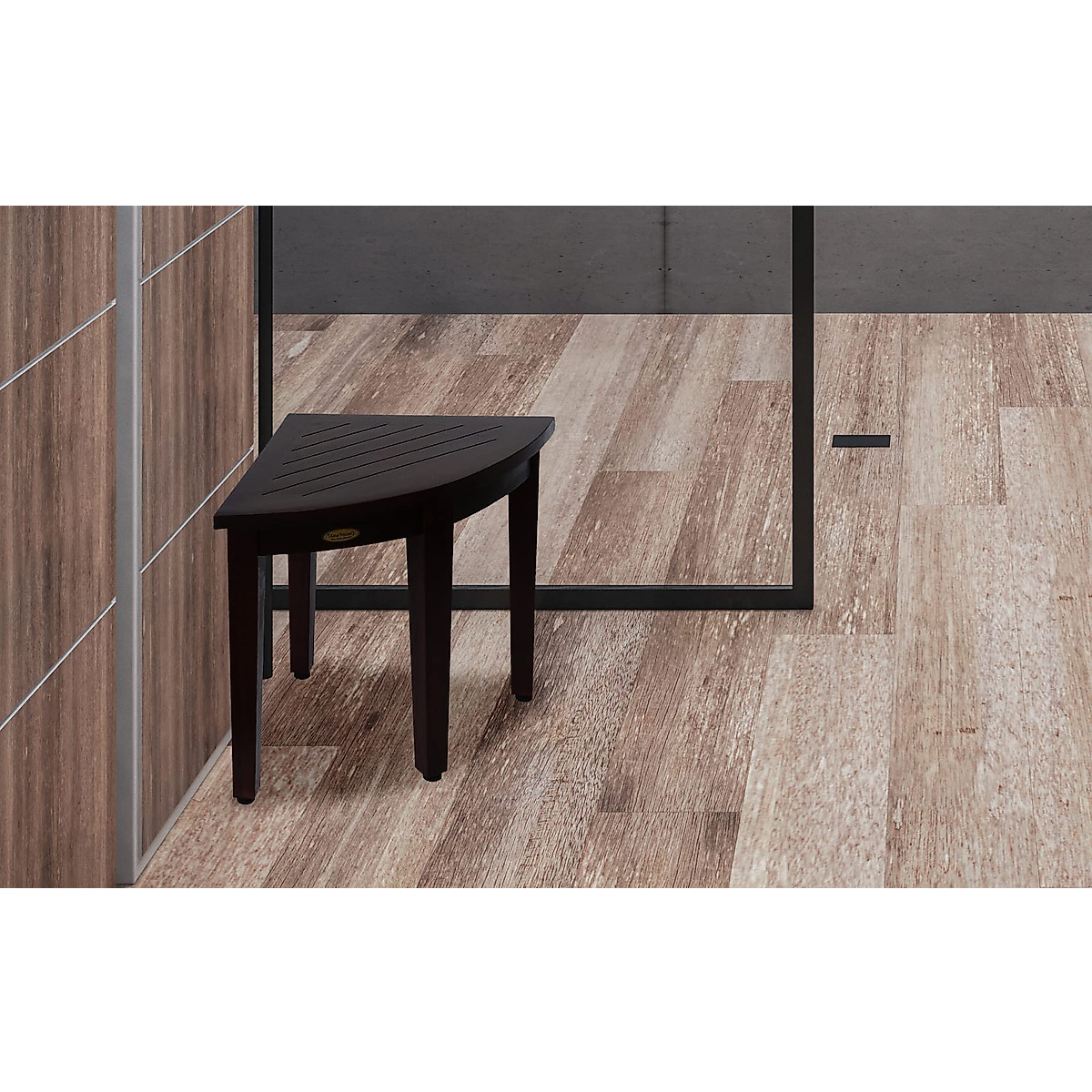 DecoTeak, Snazzy Corner, Teak Corner Shower Bench, Corner Teak Shower Bench, Teak Shower Stool, Teak Corner Shower Stool, Teak Shower Bench for Inside Shower, Brown