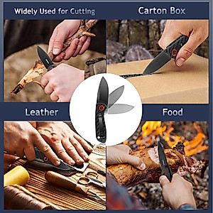 LAURISILVA Folding Knife,Pocket Knife with Carbon Fiber Handle, D2 Blade Tactical Knife for Outdoor Hunting and EDC,Survival Pocket Knives for Men Women