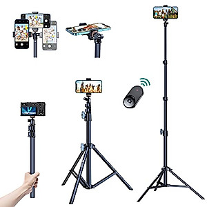 [𝗕𝗲𝘀𝘁 𝗤𝘂𝗮𝗹𝗶𝘁𝘆] 67" Phone Tripod, 𝗦𝘁𝘂𝗿𝗱𝘆 & 𝗣𝗼𝗿𝘁𝗮𝗯𝗹𝗲 iPhone Tripod Stand with Remote, Selfie Stick Tripod for Cell Phone Tripod for iPhone 14 Pro Max Plus 13 Samsung All Phones