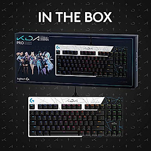 Logitech G PRO K/DA Mechanical Gaming Keyboard, Ultra-Portable Tenkeyless Design, Detachable Micro USB Cable, 16.8 Million Color LIGHTSYNC RGB backlit keys - Official League of Legends KDA Gaming Gear