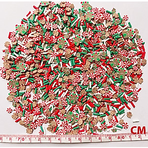 EHOPE Christmas Slices Fake Sprinkles Resin Sprinkles Fake Candy Sprinkles Clay Sprinkles Polymer Sprinkles Polymer Clay Slices for Nail Art DIY Crafts Cake Phone(Christmas House+Snowman-40G）