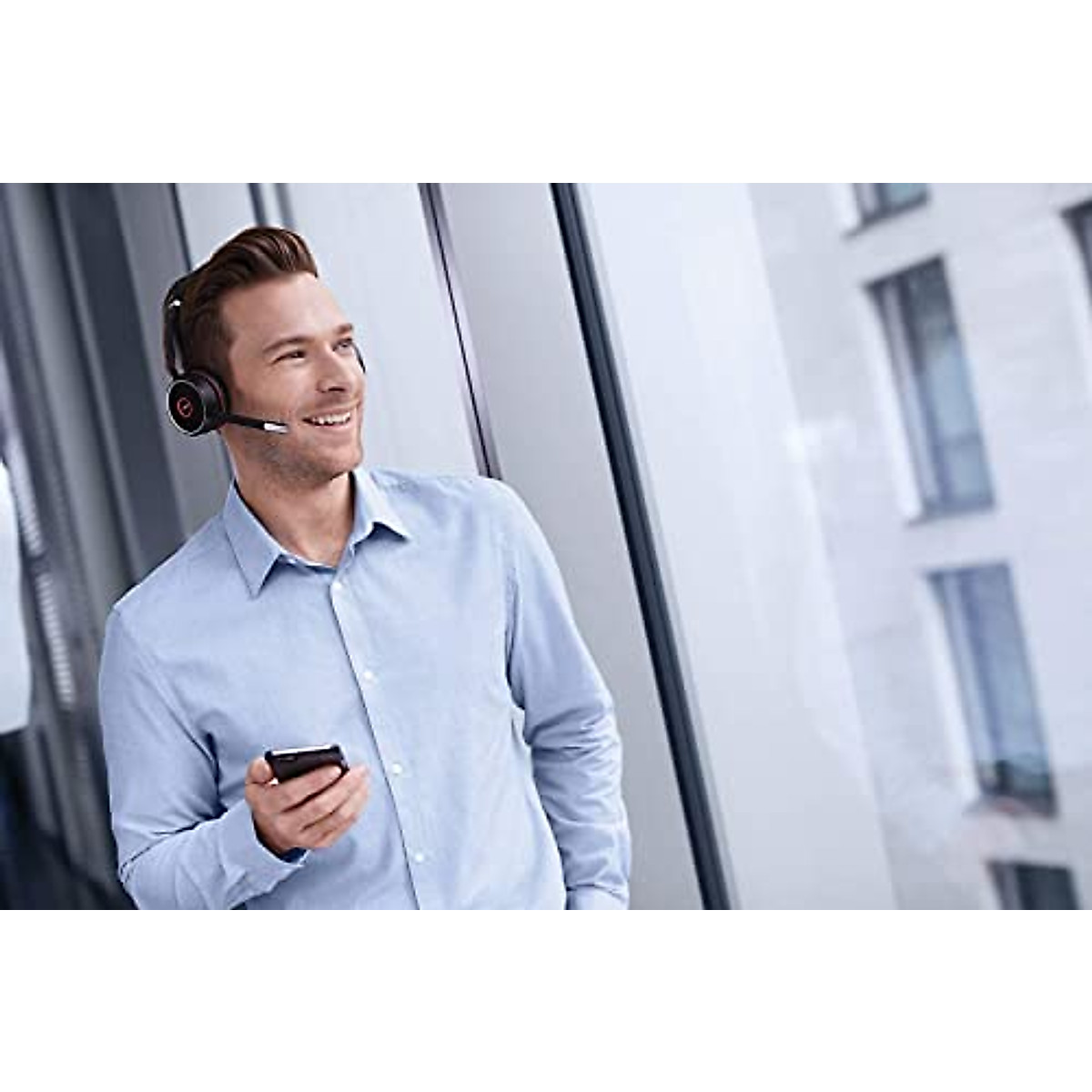 Jabra Evolve 75 MS Wireless Headset, Stereo – Includes Link 370 USB Adapter – Bluetooth Headset with World-Class Speakers, Active Noise-Cancelling Microphone, All Day Battery