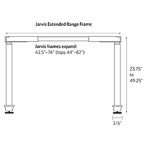 Jarvis Fully Standing Desk Frame Only - Supports Tops from 44" to 82" Wide and 27" to 36" Deep - Electric Adjustable Desk Height from 24.5" to 50" with Memory Preset Controller (Black Frame)
