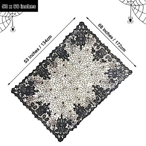 Joysail Halloween Tablecloth - Gothic Black Lace Spider Web Table Cover for Halloween Masquerade, Dinner Party, Scary Movie Nights Table Decorations - 54x72 Inches