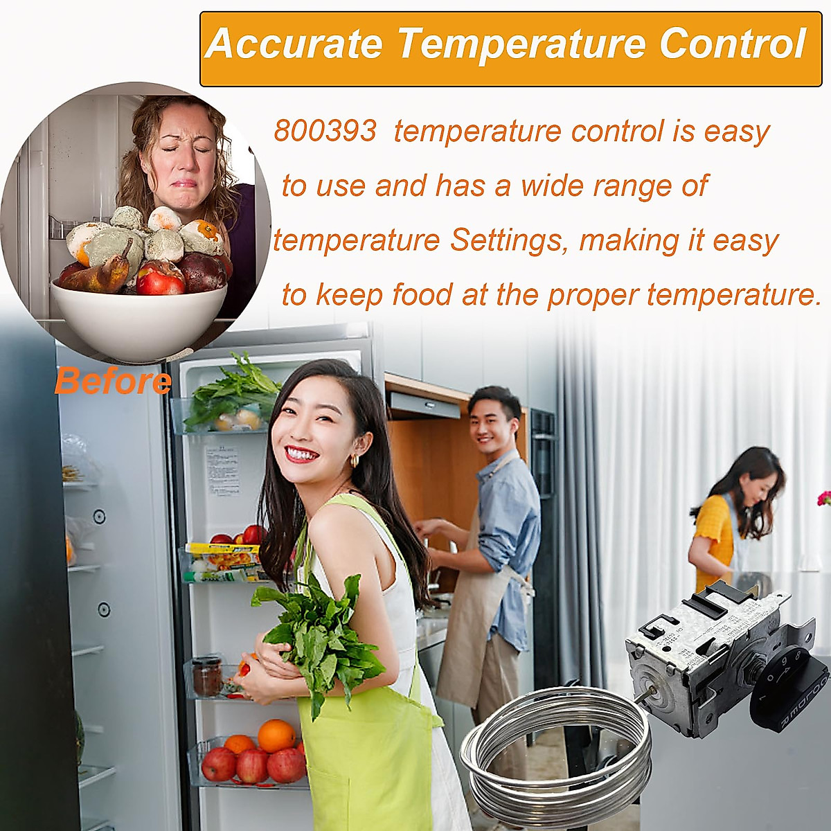 800393, 831932 Temperature Control Kit, Compatible with True Refrigerators and Freezer TC/TSD/T/GDM/GEM/G4SM Series, Replaces 800306 461387 Refrigerator Parts Thermostat