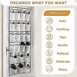 YOUDENOVA Over the Door Hanging Shoe Organizer - 22 Extra Large Fabric Pockets Shoe Storage Racks Holders Behind Closet Door with 4 Metal Hooks for Sneakers, High Heels, Slippers