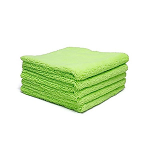 Autofiber Zeroedge Detailing Towel (Pack of 5) Edgeless Microfiber Polishing, Buffing, Window, Glass, Waterless, Rinseless, Car Wash Towels (Green)