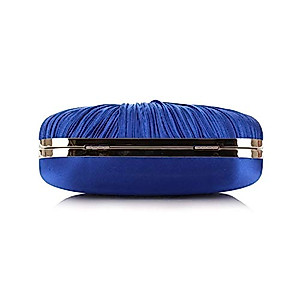 Womens Clutch Bag,Pleated Satin Handbag Lady Pleated Bow Purse Bag with Chain for Prom Wedding Evening Party (Silver)
