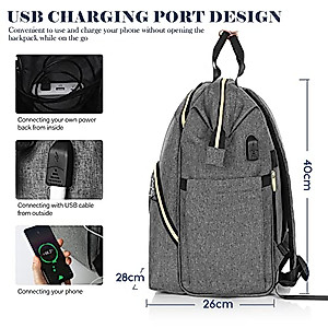 Kuosdaz Backpack for Women and Men, College Backpack Computer Bag, 15.6 Inch Fashion Laptop Bag with USB Charging Port, Wide Open Large Water Resistant Nurse Back Pack, Travel Daypack, Grey