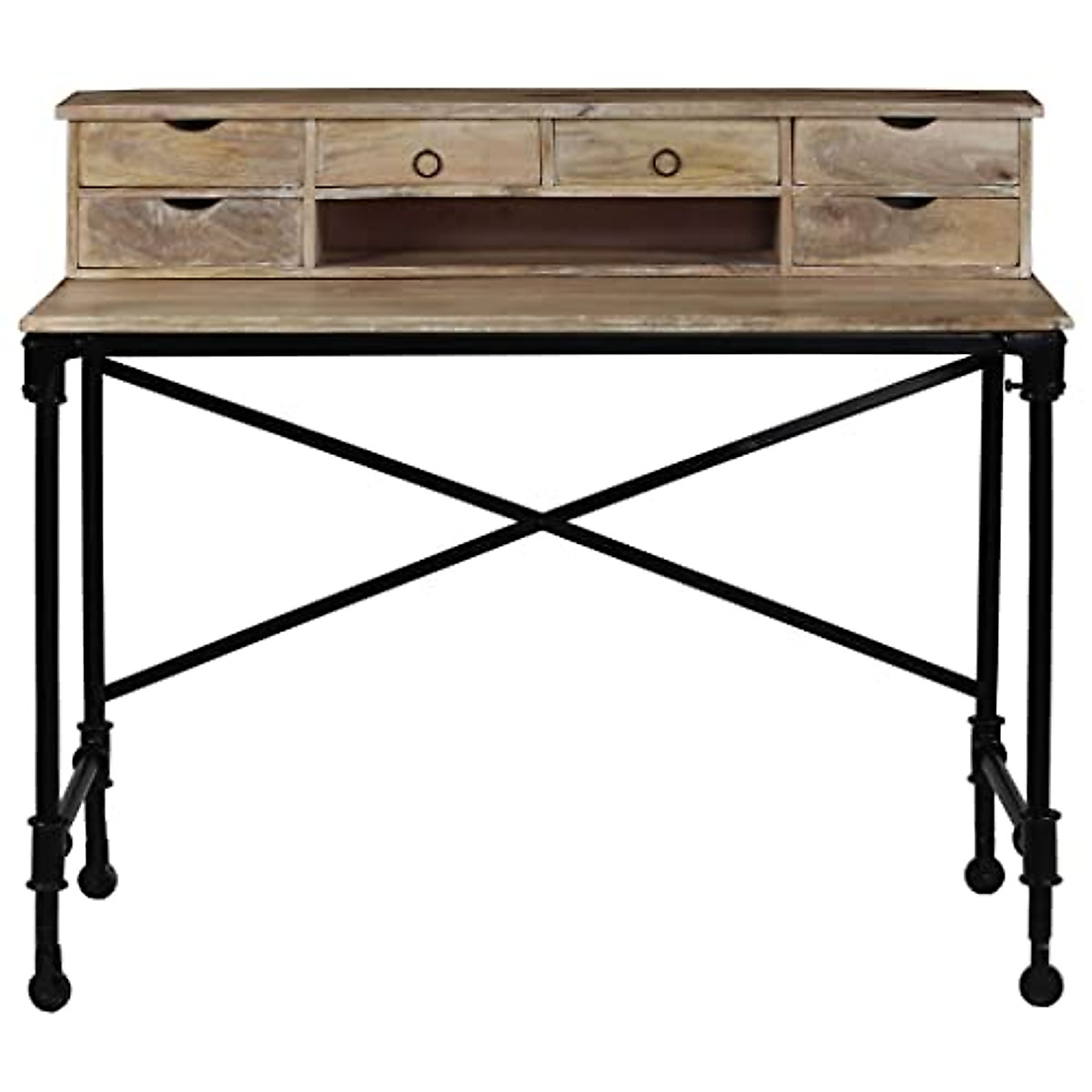 ULUYYUC Writing Desk,Home Office Desk Computer Desks Secretary Desk with Drawers Suitable for Home, Office, Bedroom, Conference Room, etc Solid Mango Wood and Steel 43.3"x19.7"x37.8"