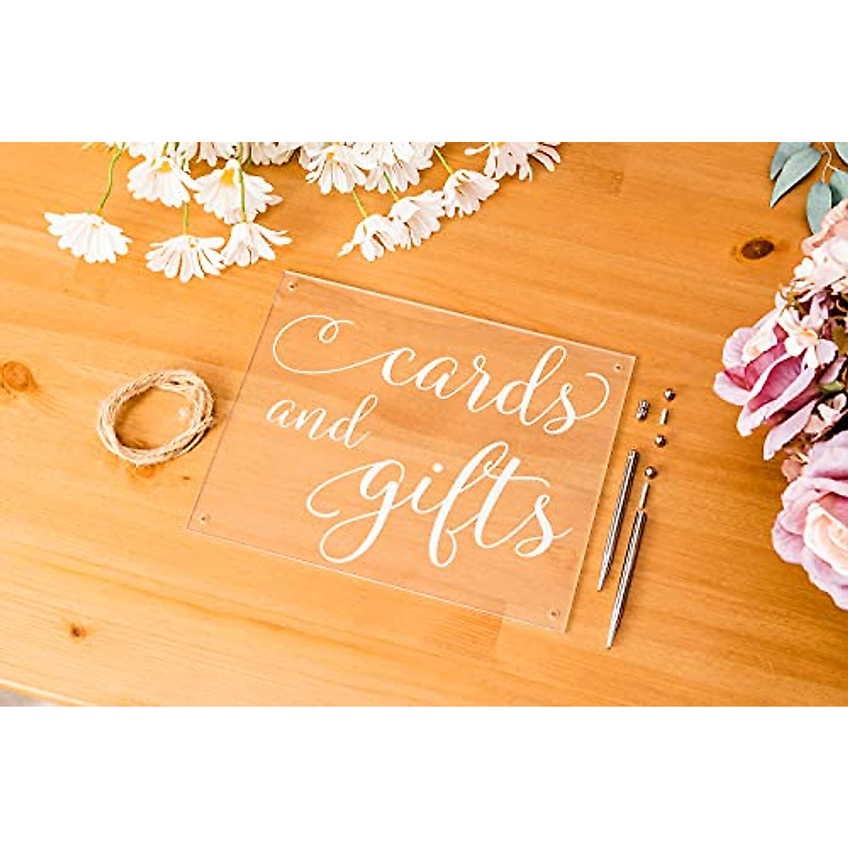 Calculs Gifts and Cards Acrylic Calligraphy Sign Wedding Shower Reception Vintage Placard Card Lettering Script for Bride and Groom