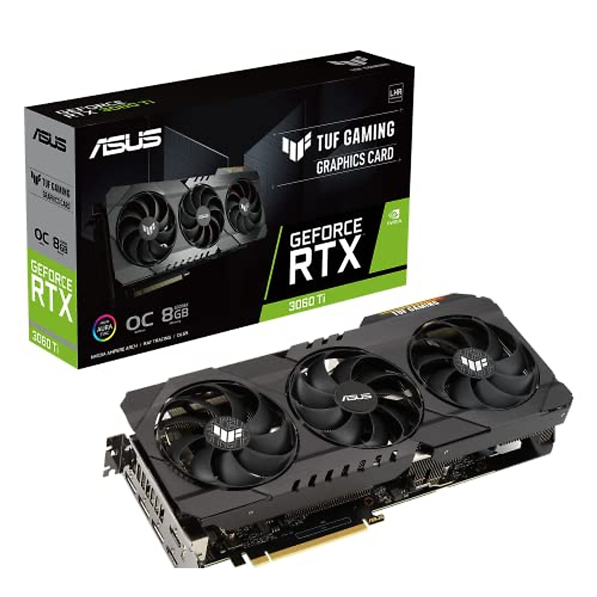 ASUS TUF Gaming NVIDIA GeForce RTX 3060 Ti OC Edition Graphics Card (PCIe 4.0, 8GB GDDR6X, HDMI 2.1, DisplayPort 1.4a, Dual Ball Fan Bearings, Military-Grade Certification, GPU Tweak III)