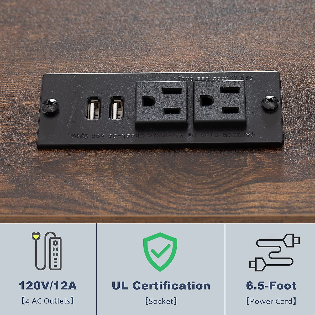 Bolonbi Farmhouse TV Stand for 65 inch TVs, Rustic Entertainment Center Cabinet with Power Outlets (Rustic Brown)