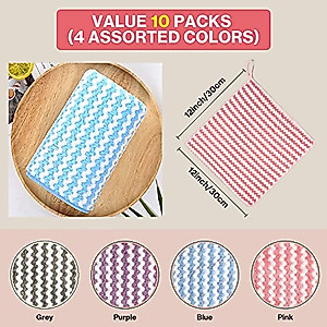 AMITER Kitchen Dish Towels, 100% Cotton Kitchen Towels and Dishcloths Set, 10 Pack Dish Cloths for Washing Dishes Dish Rags for Drying Dishes Kitchen Wash Clothes Cleaning Towel