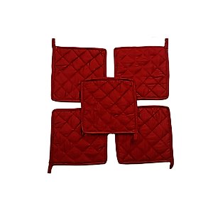 Pot Holders Cotton Made Machine Washable Heat Resistant Potholder, with Hanging Loop, Potholder for Cooking, Baking, Serving- Size 7" x 7" - Burgundy Color - ( Pack of 30 )