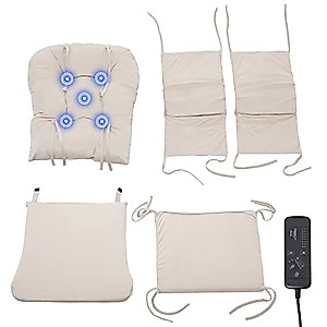 Paddie Beige Massage Glider Rocker Replacement Cushions with Storage Velvet Washable Non Slip for Glider Rocking Chair, 5PCS