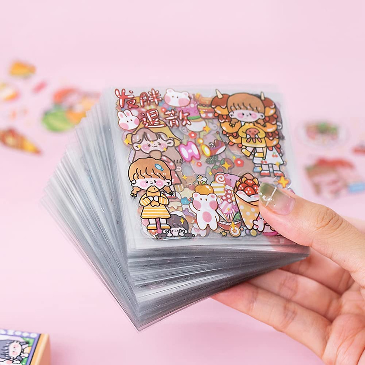 100 PCS Cute Cartoon Animal Stickers,Kawaii Transparent PET Sticker Sheets for Scrapbooking Bullet Journaling,Diary,DIY Arts Crafts,Album,Planners,Junk Journal