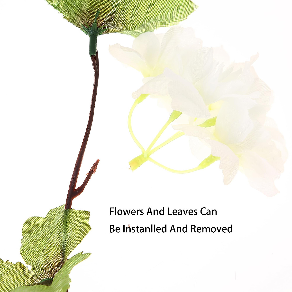 UUPP 2Pcs Artificial Cherry Blossom Flower Garland Silk Fake Hanging Flower Vines for Home Wedding Decoration 7.2FT, White