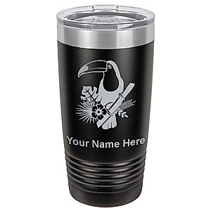 LaserGram 20oz Vacuum Insulated Tumbler Mug, Toucan, Personalized Engraving Included (Black)