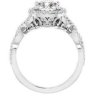 Moissanite World Twisted Infinity Moissanite Ring, Cushion 2.0CT, Moissanite Engagement Ring/Moissanite Wedding Ring/Moissanite Bridal Ring Set, 925 Sterling Silver (7)