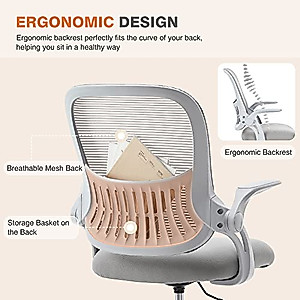 Office Chair, Desk Chair, Ergonomic Home Office Desk Chairs, Computer Chair with Flip up Armrests, Mesh Desk Chairs with Wheels, Office Desk Chair, Mid-Back Task Chair with Ergonomic Lumbar Support