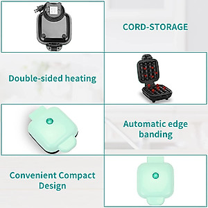 Mini Waffle Stick Maker, Easy to Clean, Non-Stick Surfaces, 4 Inch, Makes 4 Waffle Sticks, Ideal for Breakfast, Snacks, Desserts and More,Aqua,1400W