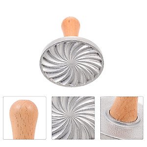 Kichvoe Cookie Stamp Metal Cookie Press Molds Embosser Fondant Stamp Biscuits Presser with Wooden Handle Baking Stamp Molds for Diy Cake Pastry