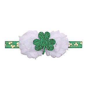 YanJie St. Patrick's Day Baby Girl Hairbands - Shabby Chiffon Gold Metallic FOE Headband Hair Accessories for Birthday Gift (St FOE, free)