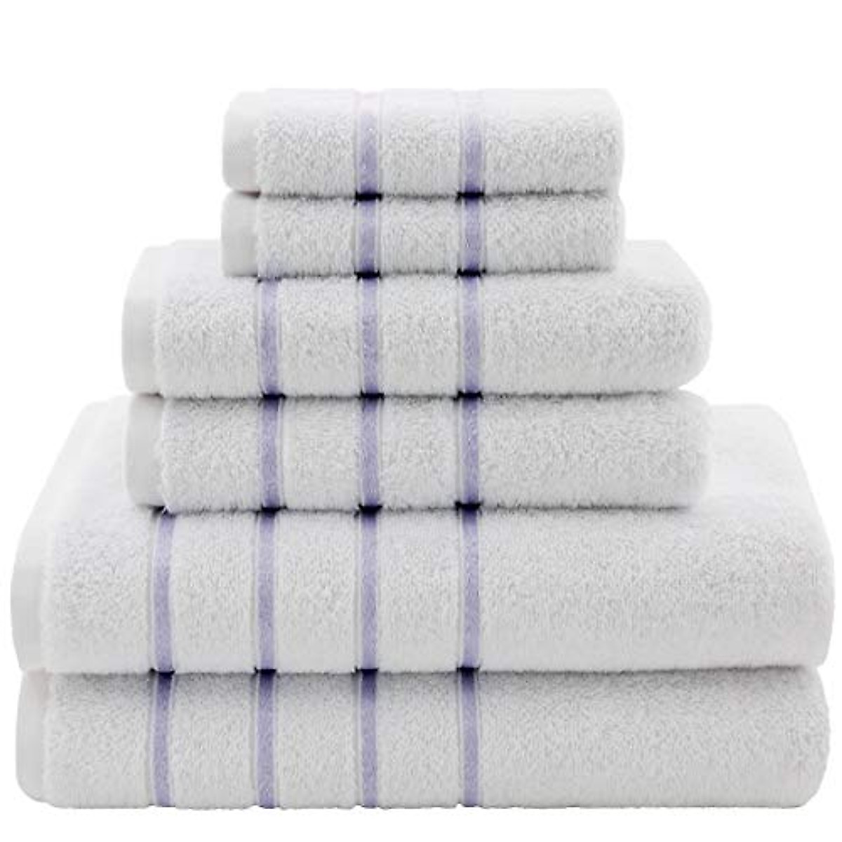 Dorlion Towels 6 Piece White Towel Set, 100% Turkish Cotton Soft Hotel Towels, Quick Dry Turkish Towel Set for Bathroom, Lilac