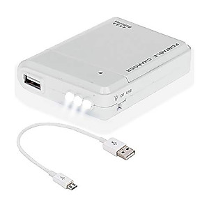 Success4Sport Portable AA Battery Travel Charger Works for GoPro Hero6 4k and Emergency Re-Charger with LED Light! (Takes 4 AA Batteries,USB-C) [White]