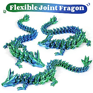 TBOLINE 3D Printed Dragon Easter Egg - Perfect Basket Essentials Stuffers, Prefilled Easter Egg Filled with Toy, Articulated Crystal Dragon Fidget Toy for Kid Boy (Laser Green-12inch)