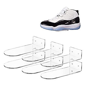 6 Sets Floating Shoe Shelves for Wall, Clear Acrylic Shoe Display for Sneakers Shoe Rack Extra Thick with Screws and Anchors, Wall Mounted Display Shoe Shelves (Transparent)