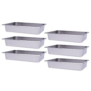 6 Pack Food Pan Commercial Tray Full Size 4" Deep Steam Table Stainless Steel Table Pan Restaurant Catering Hotel Food Warmers Cookware