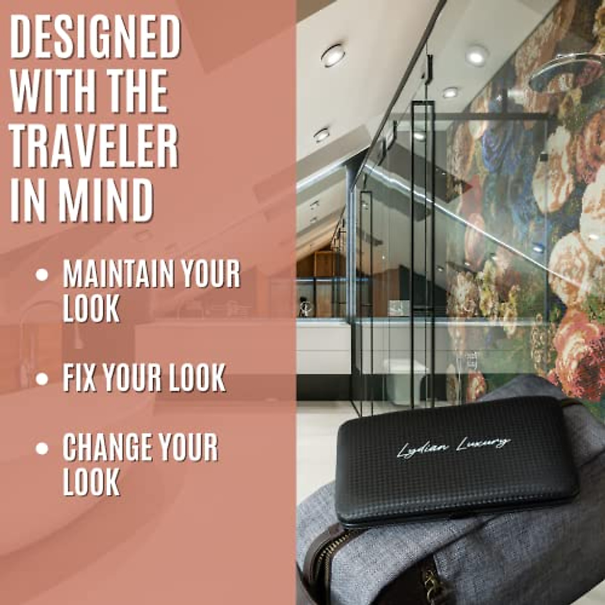 Lydian Luxury Complete Grooming Kit 18 Piece - Professional Travel Nail Kit Gift for Men and Women, Stainless Steel Manicure and Pedicure Nail Tools Clipper Case for Compact Travel, Black and Red