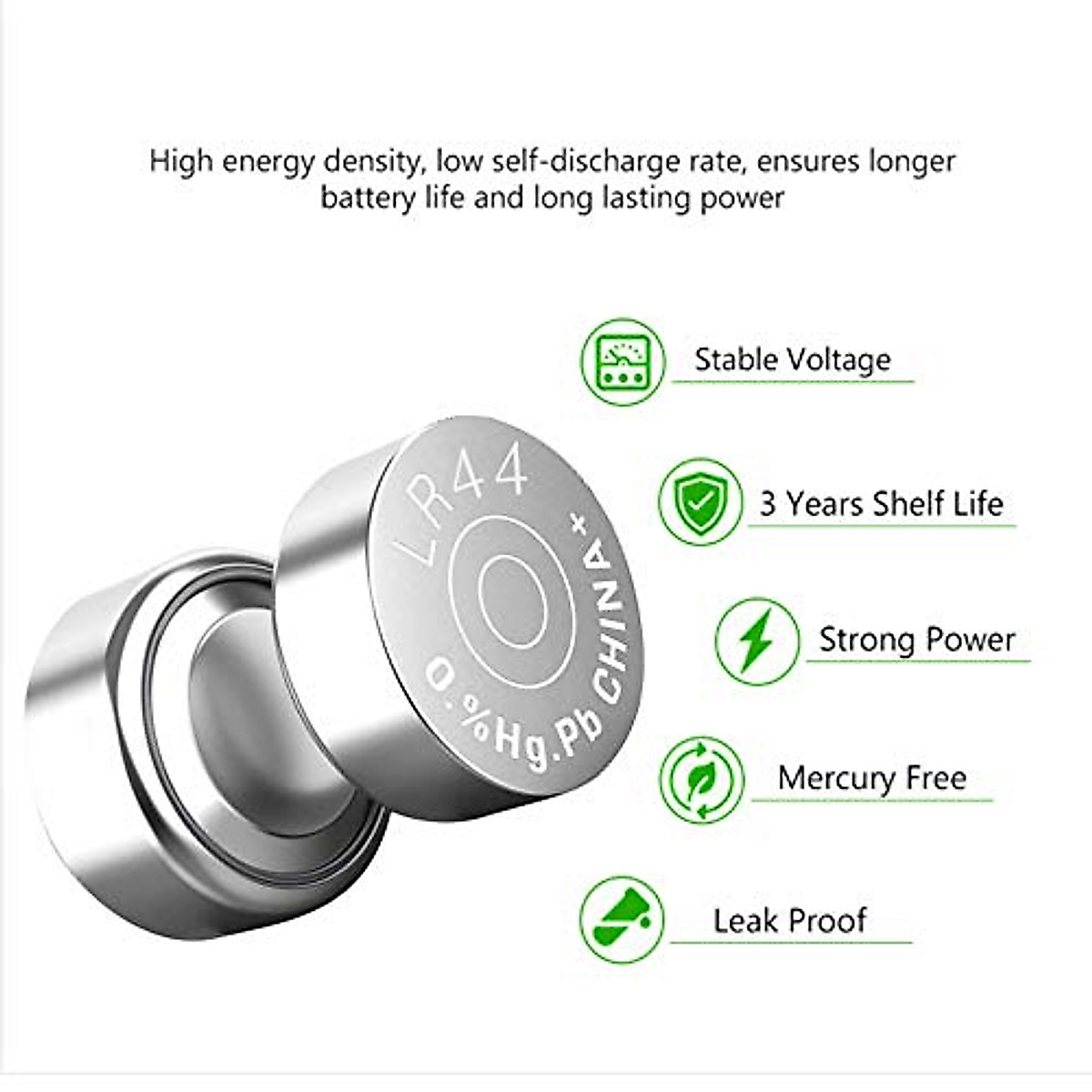 Nightkonic 20 Count - LR44 AG13 357 SR44 A76 303 Battery 1.5V Button Coin Cell Batteries