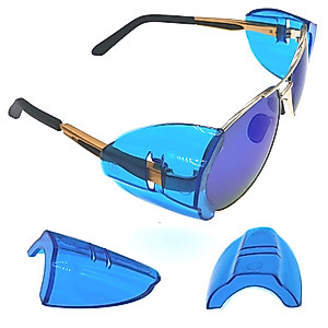 KMDJG 11 Pairs Safety Eye Glasses Side Shields,Slip On Clear Side Shields for Safety Glasses Fits Medium to Large Eyeglasses Frames（10 Pairs Clear and 1 Pair Sapphire Blue）