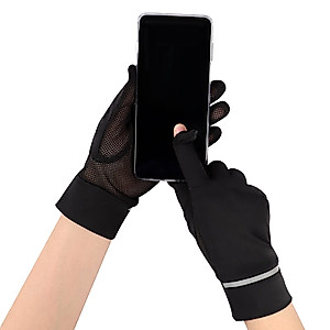 IPENNY Women Summer UPF 50+ UV Sun Protection Gloves 2 Fingers Flip Mesh Cooling Breathable Touchscreen Anti Slip Mittens Full Finger Quick Dry Hand Gloves for Driving Riding Cycling Lady Girls Mitt