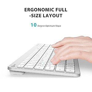iClever GK08 Wireless Keyboard and Mouse - Rechargeable, Ergonomic, Quiet, Full Size Design with Number Pad, 2.4G Stable Connection Slim Mac Keyboard and Mouse for Windows Mac OS Computer