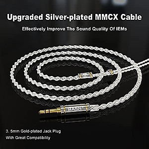 BASN MMCX Triple Driver in-Ear Monitors with Rich Bass, HiFi Stereo IEM Earphones with Upgraded Detachable Cables for Audiophiles Musicians (Porcelain White)