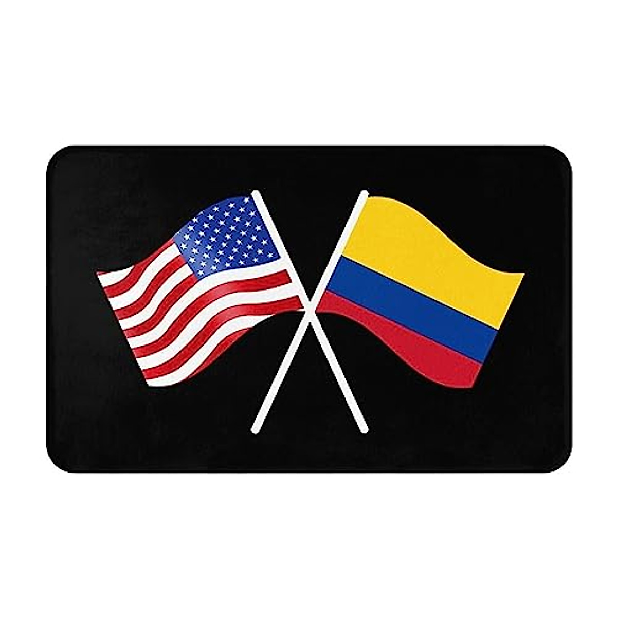 American and Colombia Flag Non-Slip Mat 20x31in Suitable for Home Kitchens and Offices
