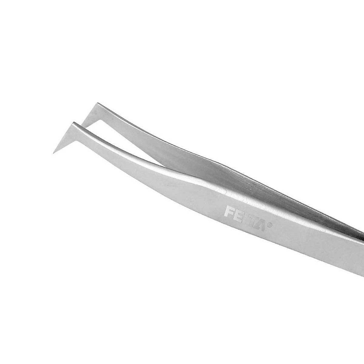 Volume Eyelash Extension Tweezer - FEITA Professional Angled Curved Pointed L-Shaped Precision Tweezers for 3D 4D 6D Lashes Extension - Silver