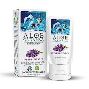 Aloe Cadabra Flavored Personal Lubricant and Vaginal Moisturizer, Organic Edible Aloe Lube for Men, Women and Couples, Non-Staining, pH Balanced, Toy Compatible (French Lavender, 2.5 Ounces, 1 Pack)
