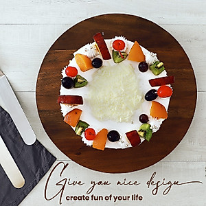 TIDITA 13" Acacia Wood Cake Stand Rotating – Rustic Cake Stand Turntable – Wooden Revolving Spinner Cake Decorating Supplies - Use at Parties, Weddings, Restaurants (Acacia Wood)