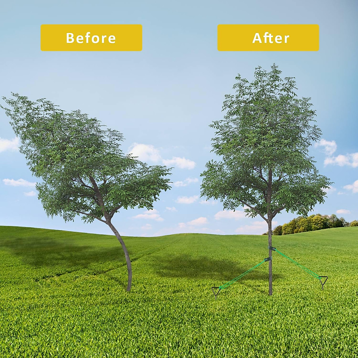 FCENDS Tree Stake Kit, Heavy Duty Spiral Tree Stakes and Supports for Leaning Trees and Young Trees Straightening, Protect Trees from Bad Weather